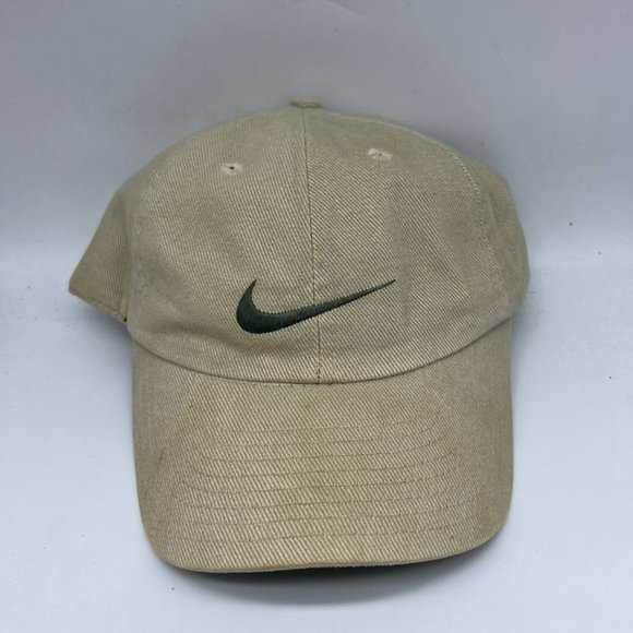 Nike | Accessories | Vintage Nike Swoosh Hat Strapback Cap Beige Men ...